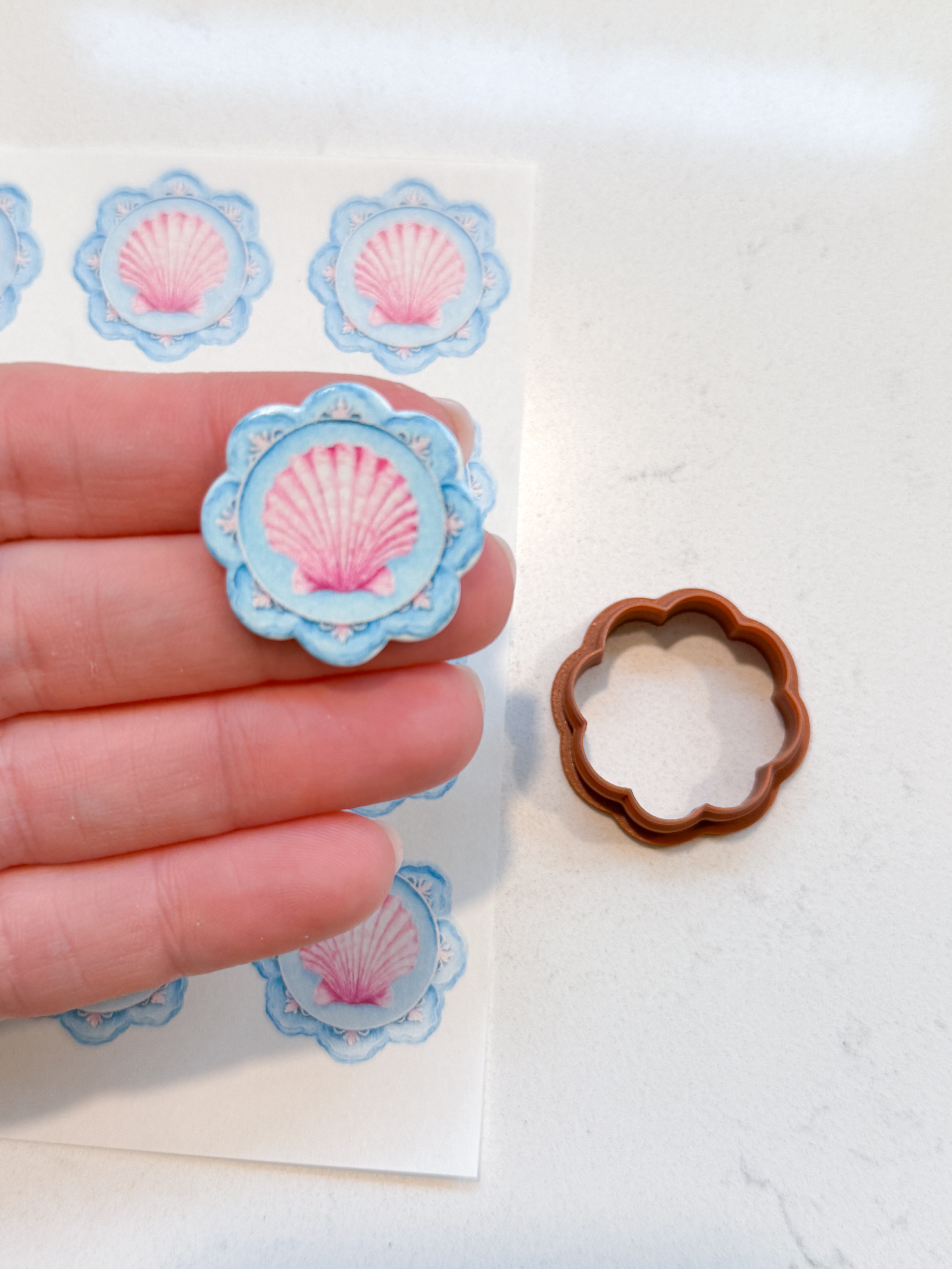 BLUE SCALLOP SHELL TRANSFER PAPER & CUTTER | PCC SET 012 | TRANSFER PA ...